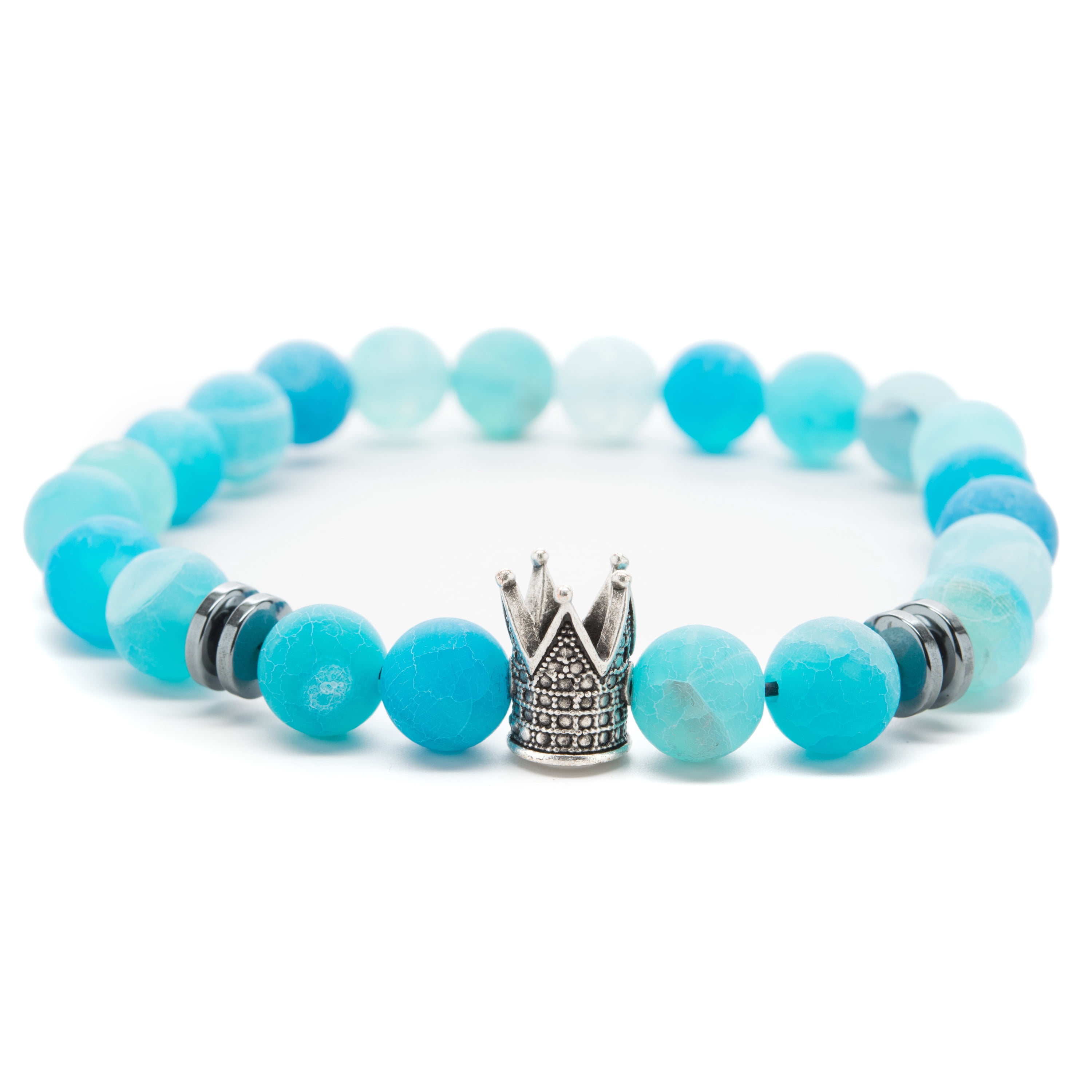 Wrist Beads Semiprecious Stone Bracelet - Real Blue Agate Gemstones ...