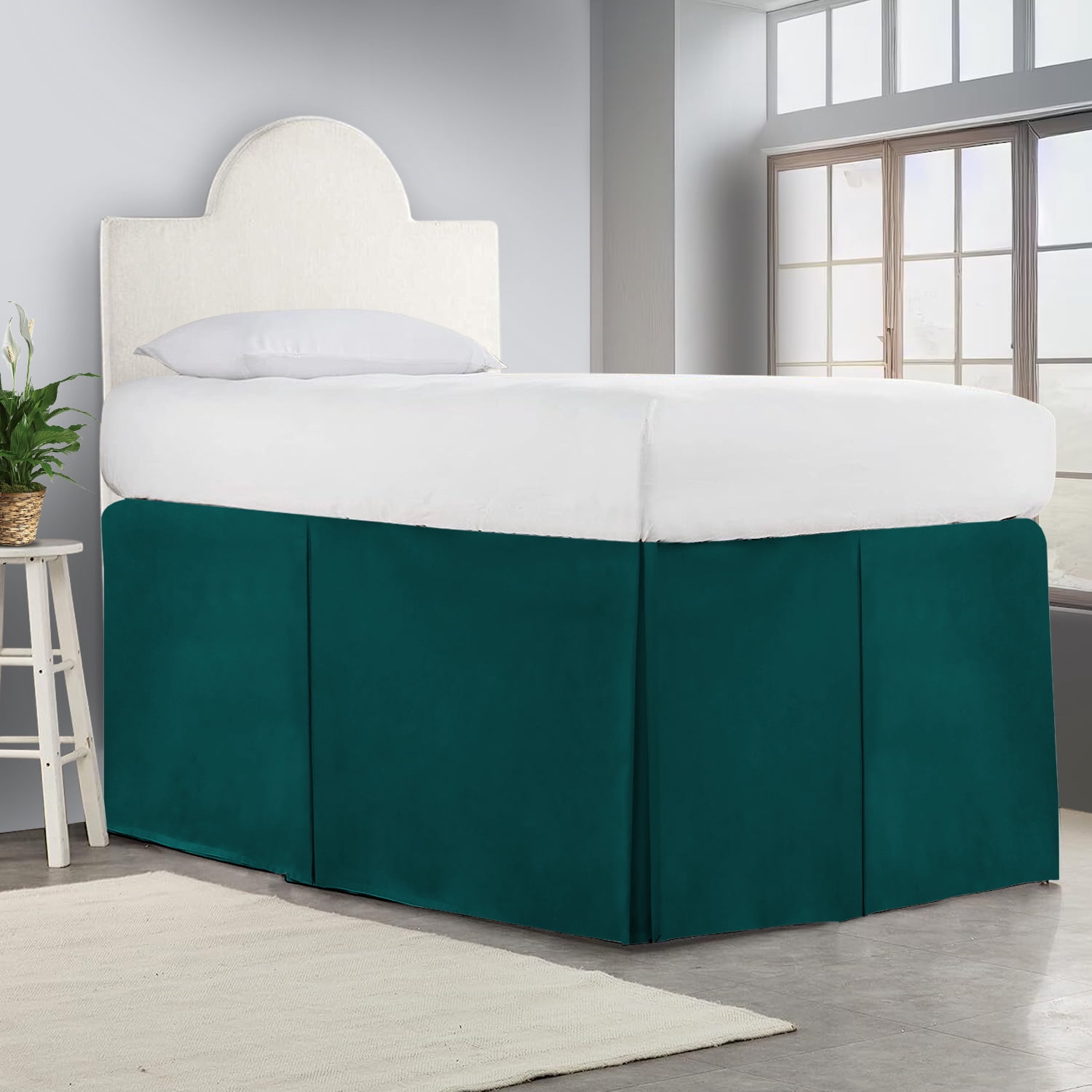42 Inch Drop Twin XL Size Dorm Bed Teal Solid Bed Skirt Lightweight ...