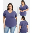 TIYOMI Ladies Plus Size 4X Blue Tops V Neck Blouses Short Sleeve Shirts ...