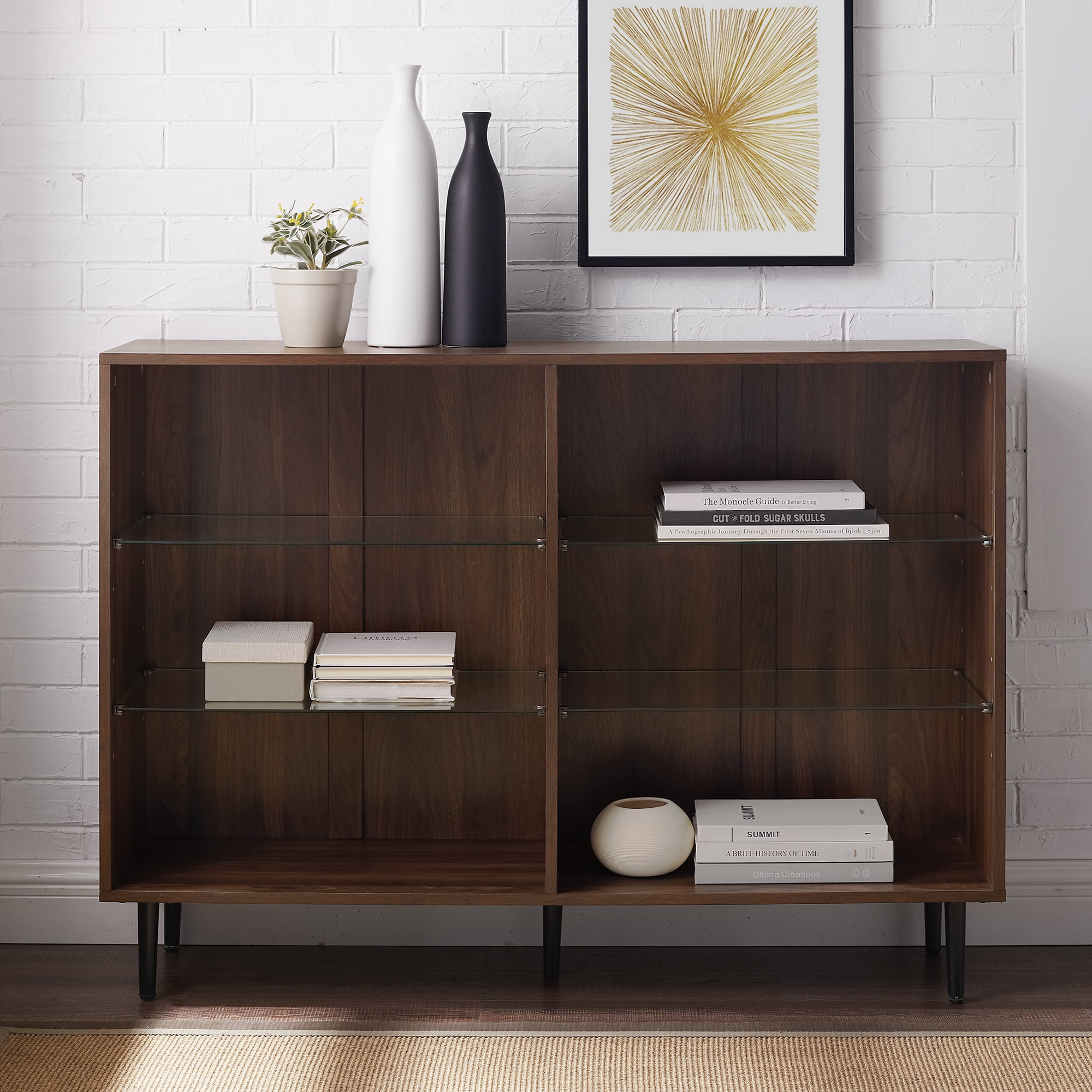 Manor Park Mid Century Modern 6-Shelf Bookcase, Dark Walnut - Walmart.com