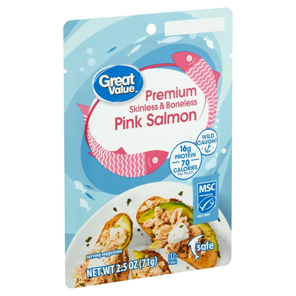 Great Value Premium Skinless & Boneless Pink Salmon, 2.5 oz - Walmart ...