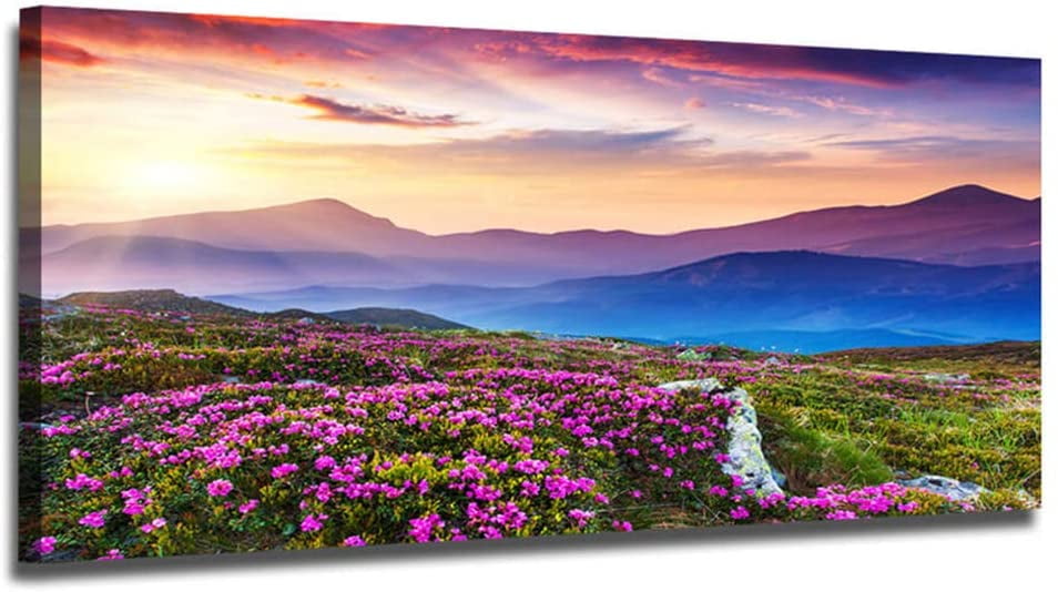 Watercolor Abstract landscape painting Countryside sunset wall art ...