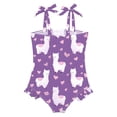 Alpaca Love Pattern Girls' One-Piece Swimsuit Bowknot Tie Shoulder ...