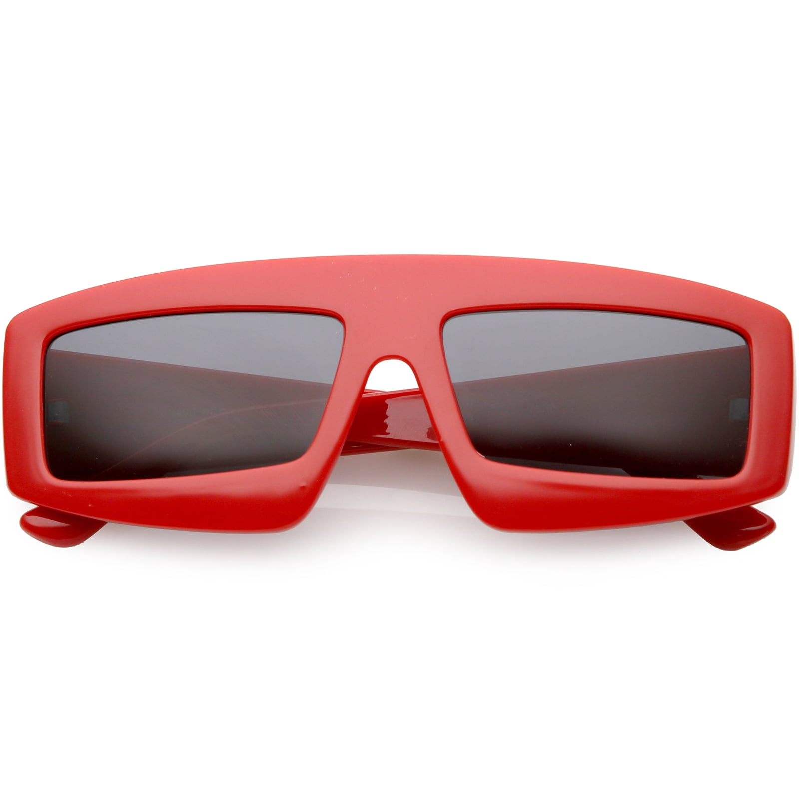 Futuristic Rectangle Sunglasses Wide Arms Neutral Colored Lens 57mm ...