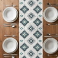 Teal Grey Table Runner 13 x 60 Inch, Aztec Ethnic Southwestern Native ...