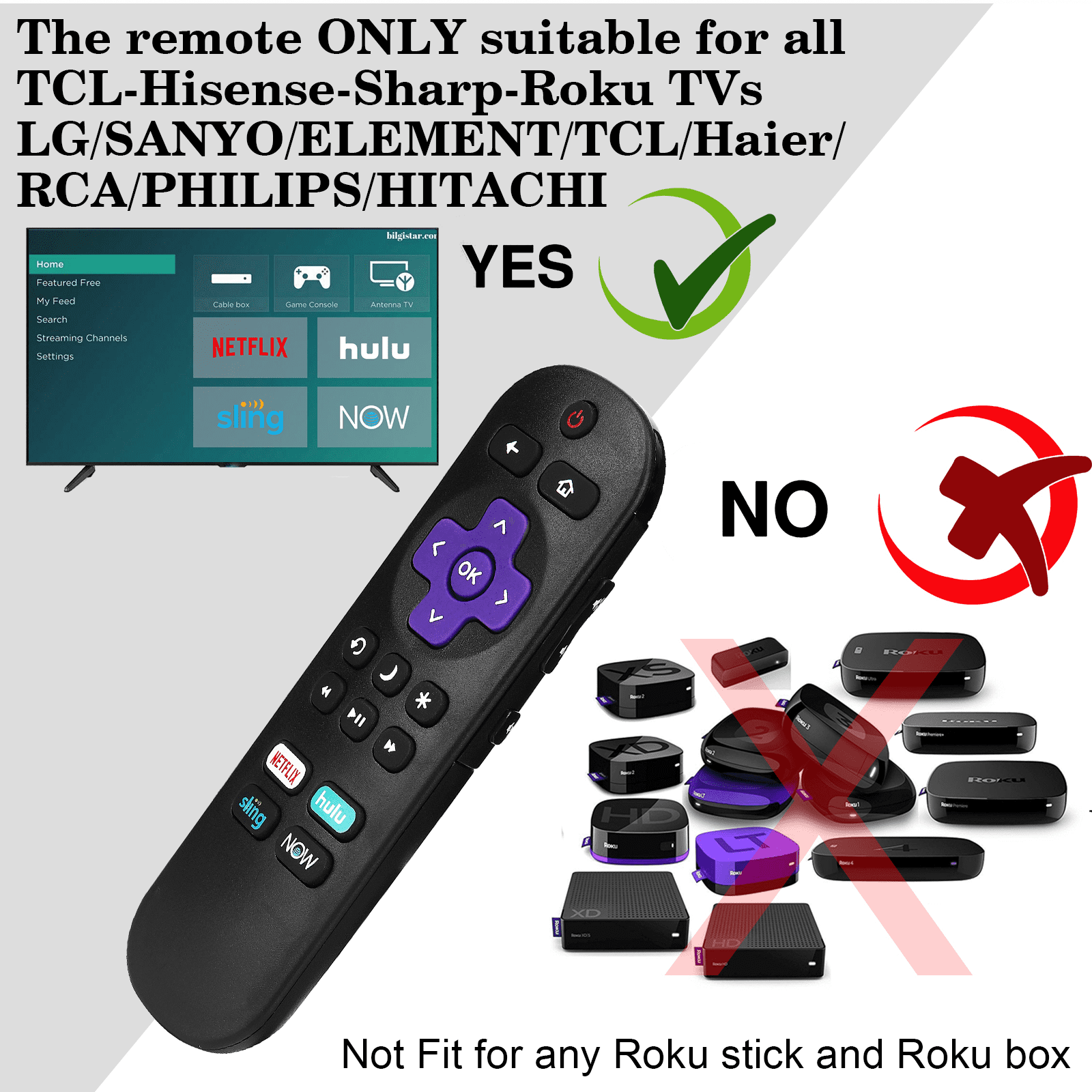 Buy UrbanX Remote for ‎SANSUI TV Model ‎S32P28N and All Roku TV for ...