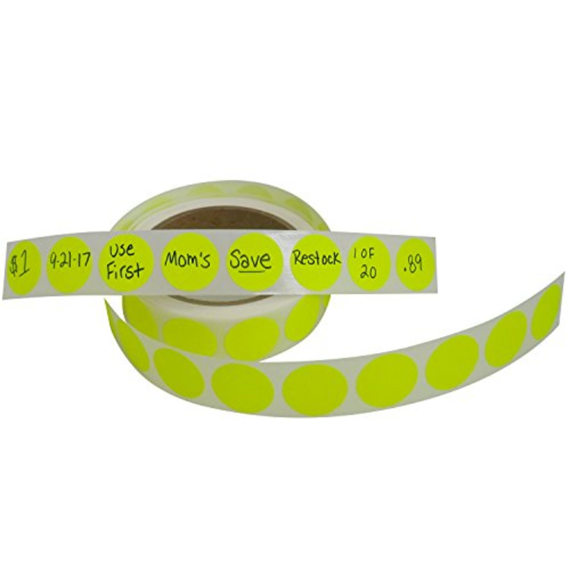 (1,000 Total Stickers) 1in Neon Yellow Circle Dots - Super Bright ...