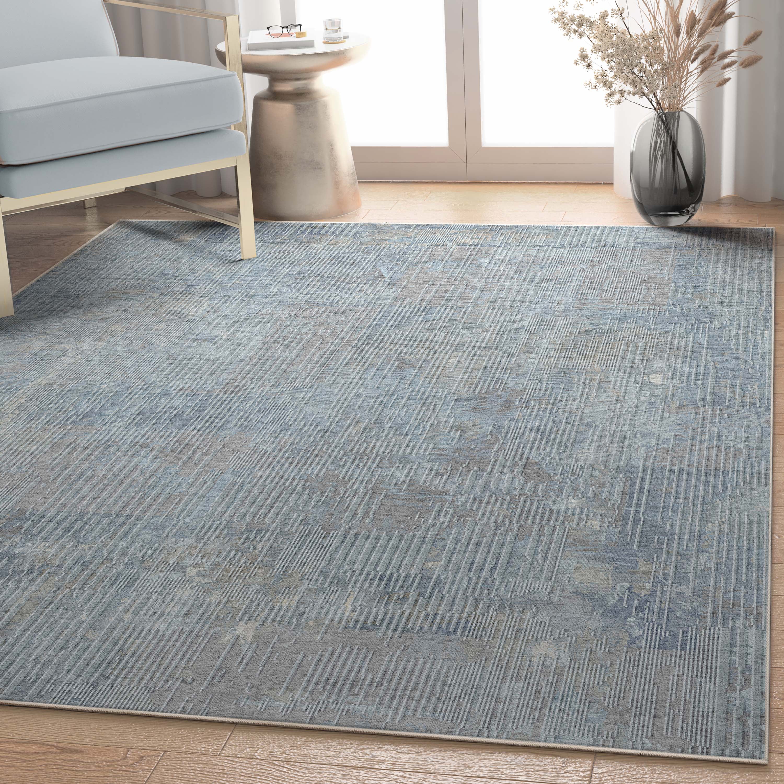 Well Woven Acropolis Flatweave Vintage Stone 5'3" x 7'3" Area Rug Blue ...