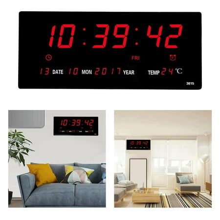Digital clock, large LED digital wall clock, 12 / digital alarm ...