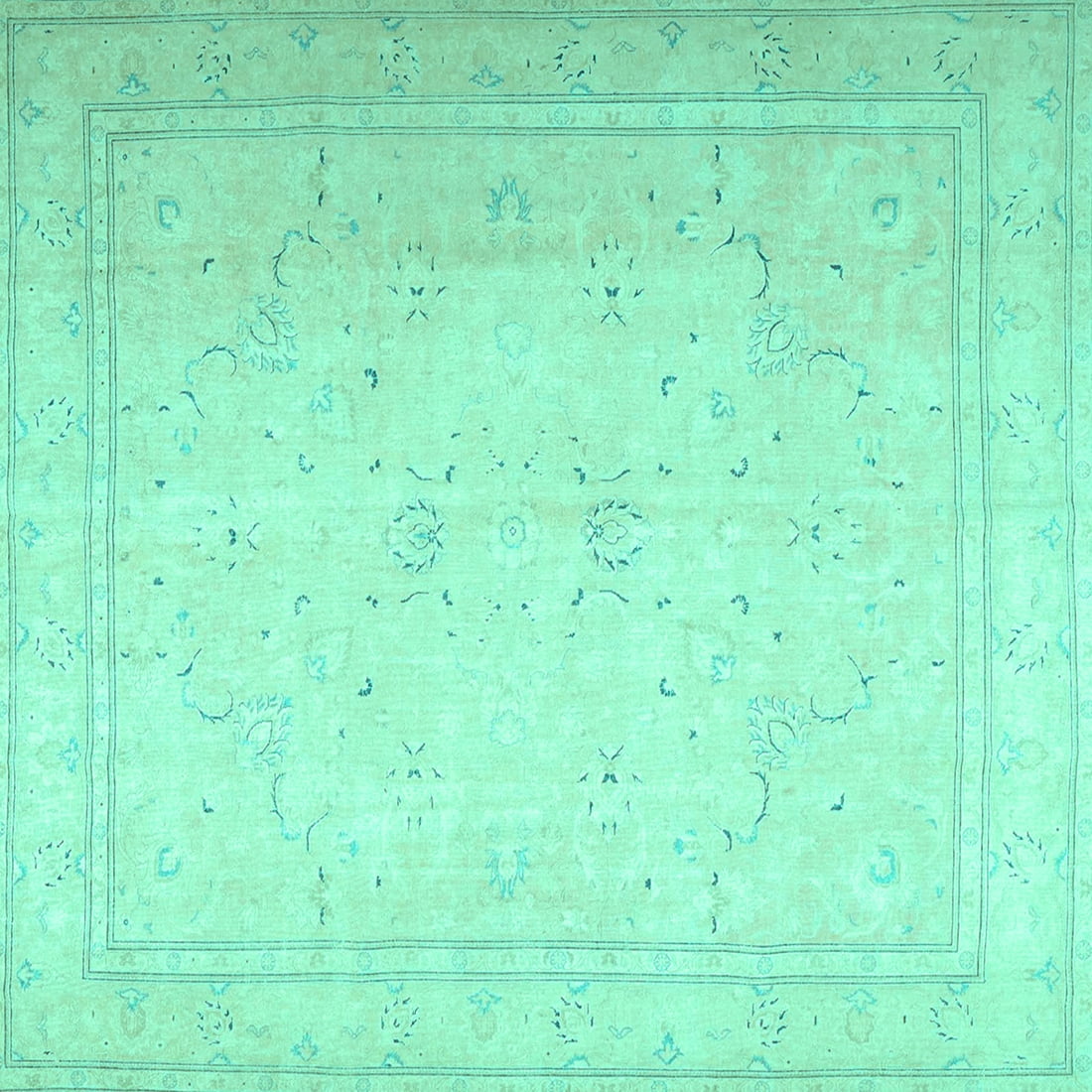 Ahgly Company Machine Washable Indoor Square Persian Turquoise Blue ...