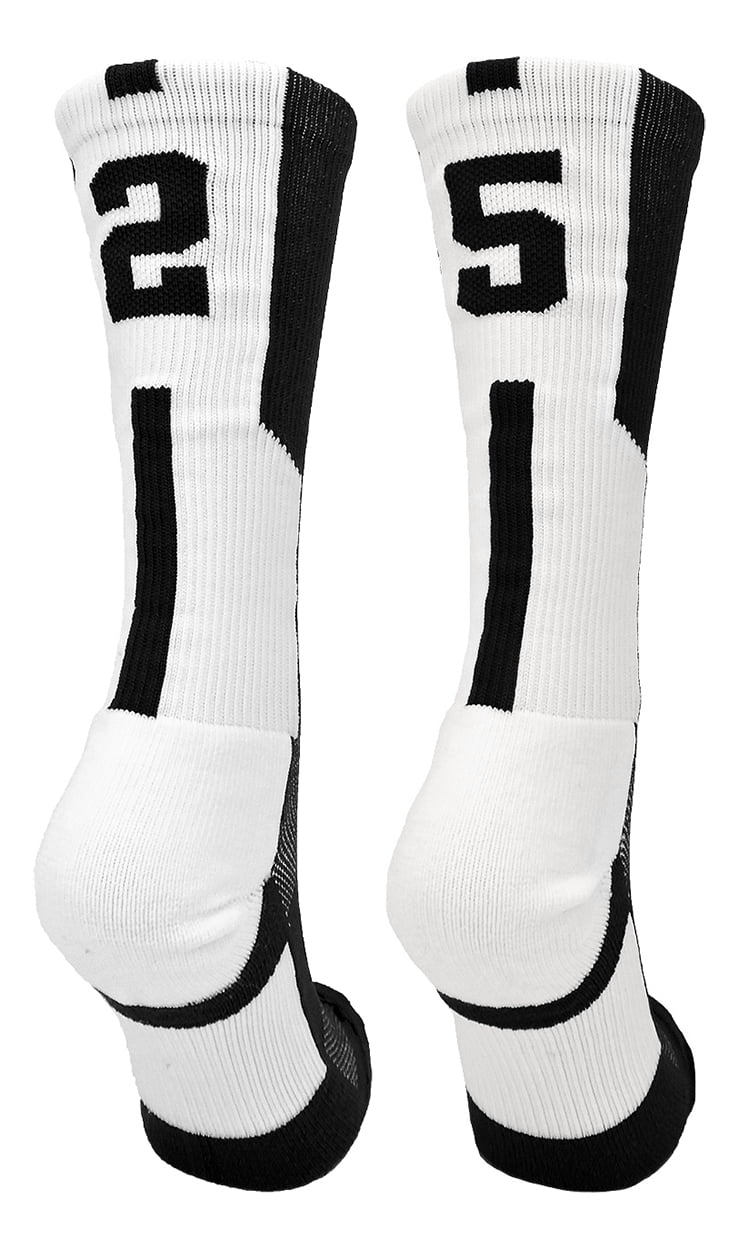 Player Id Black/White Number Crew Socks (#25, Large) - #25,Large ...