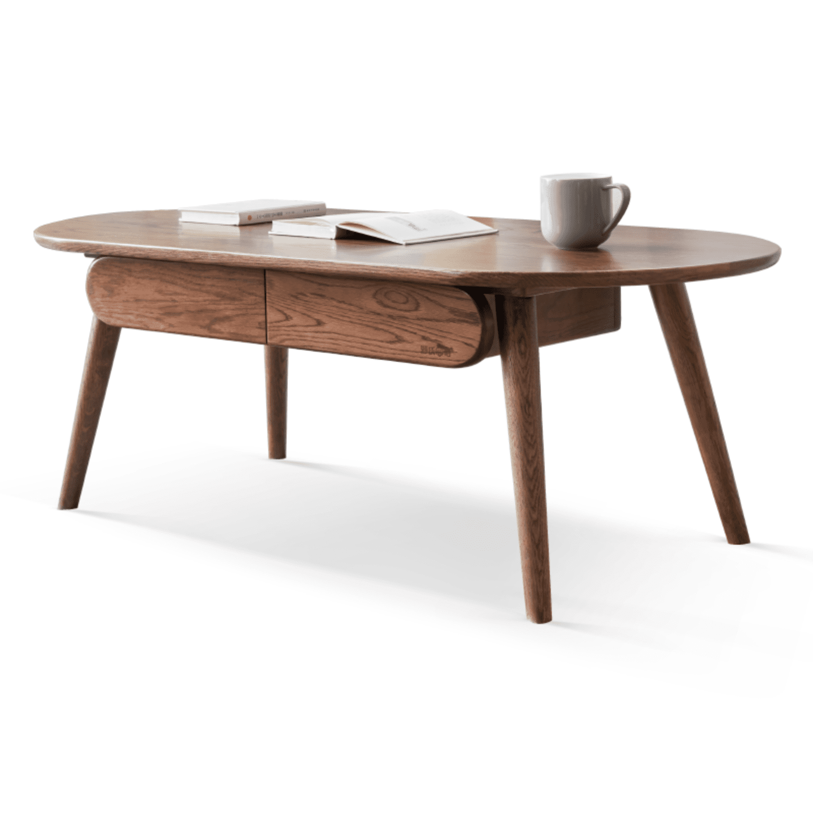 Marsrizon Solid Oak Wood Capsule Coffee Table, Mid Century Modern ...