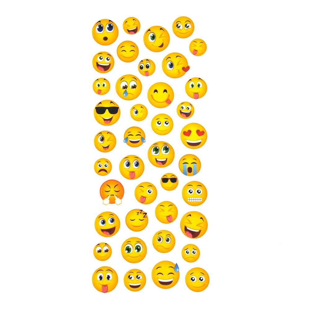 Small Emojis Clear Photo Safe Paper Stickers, 40-Count - Walmart.com ...