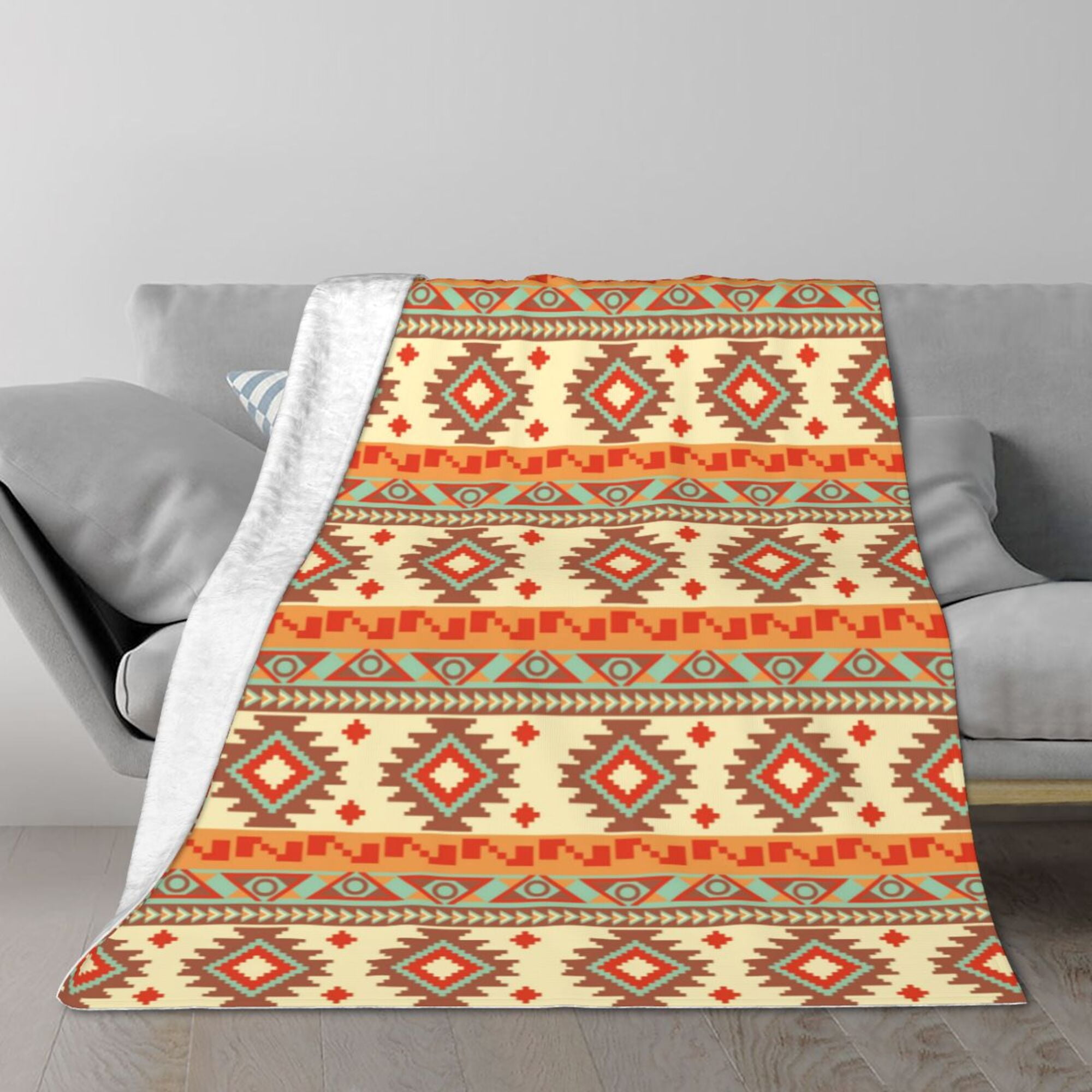 TEQUAN Double Layer Plush Bed Blanket, Vintage Southwestern Native ...