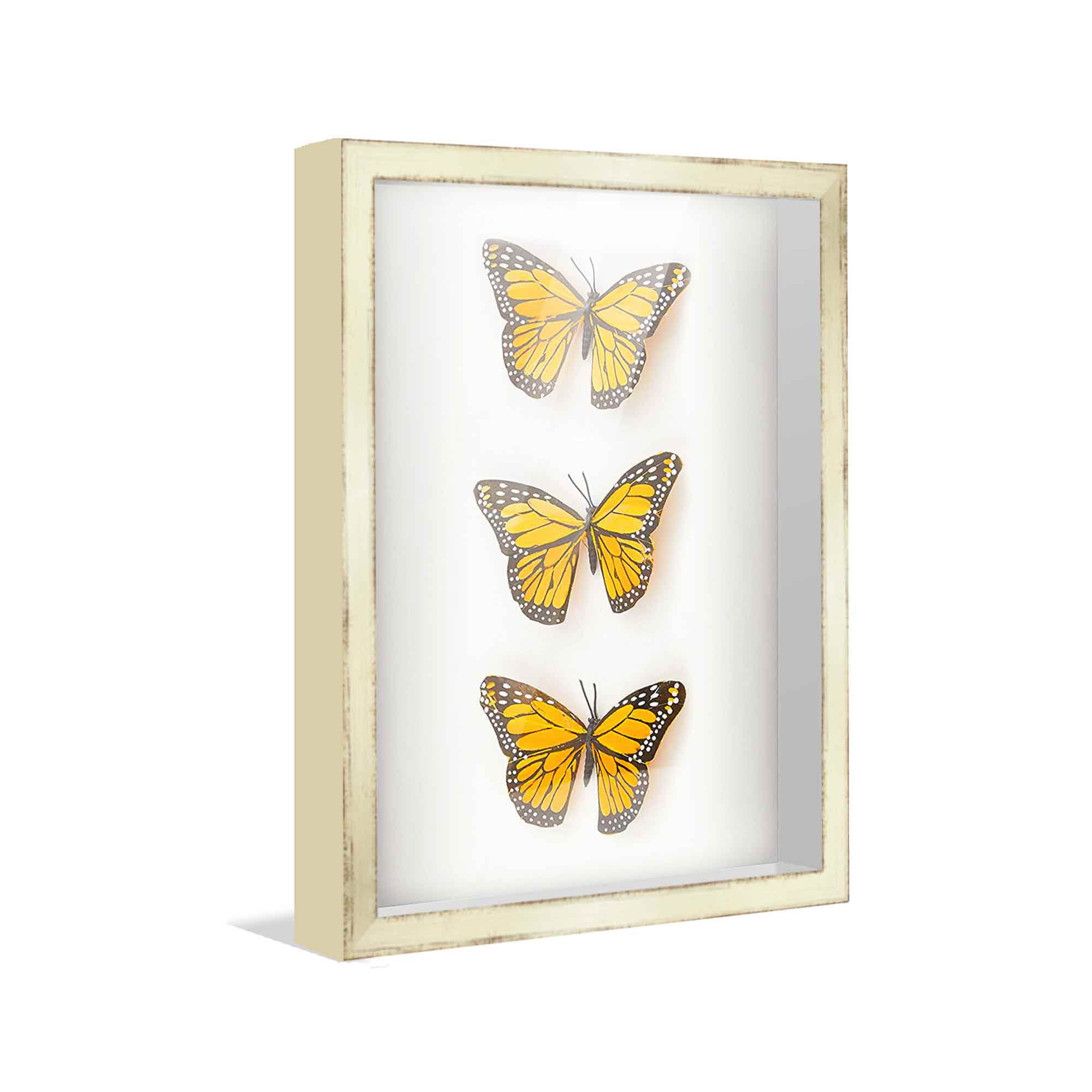 38x25 Shadow Box Frame White | 1.125 inches Deep Real Wood Distressed ...