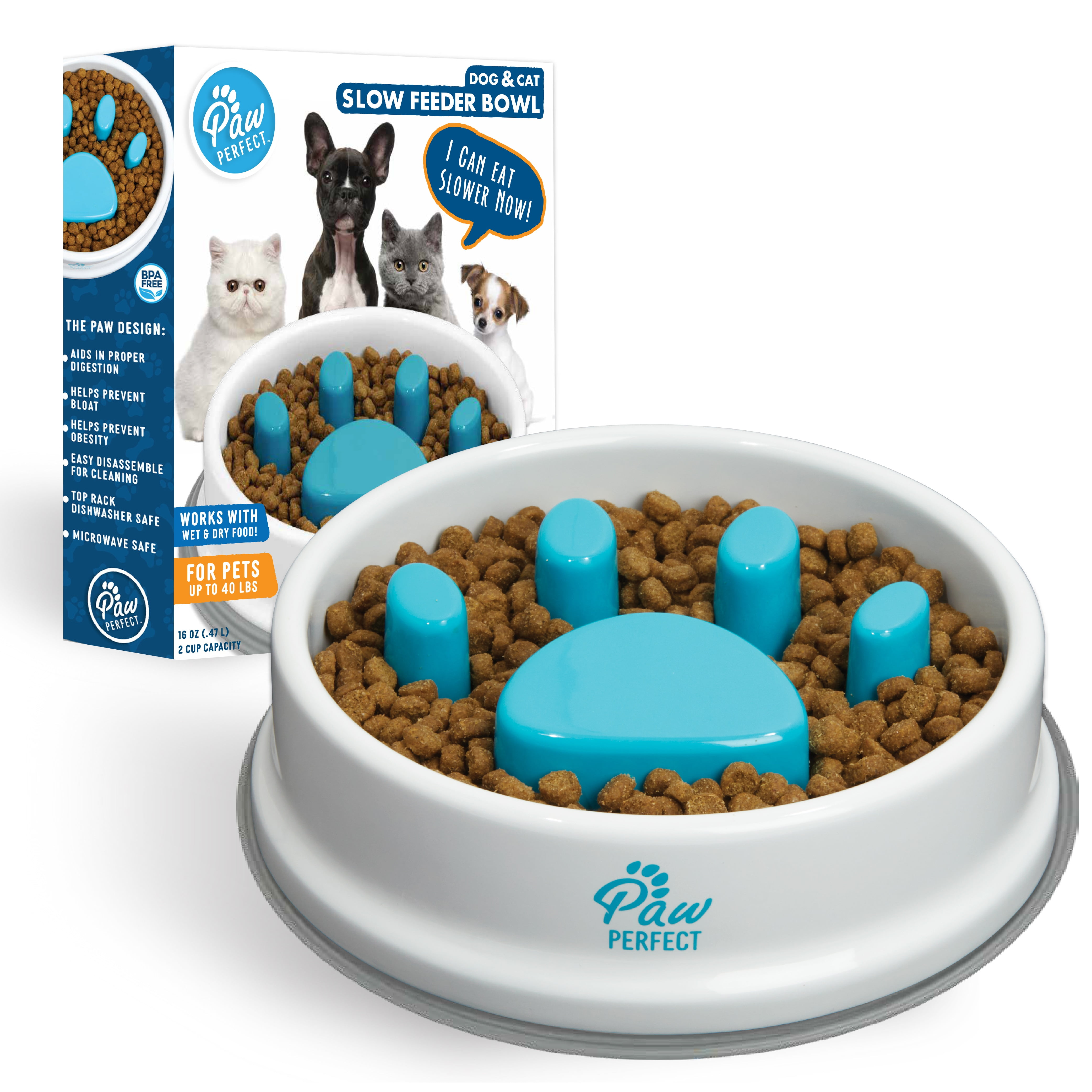 Paw Perfect Pet Slow Feeder Bowl Dog Cat Slow Feeder Large 32oz ...