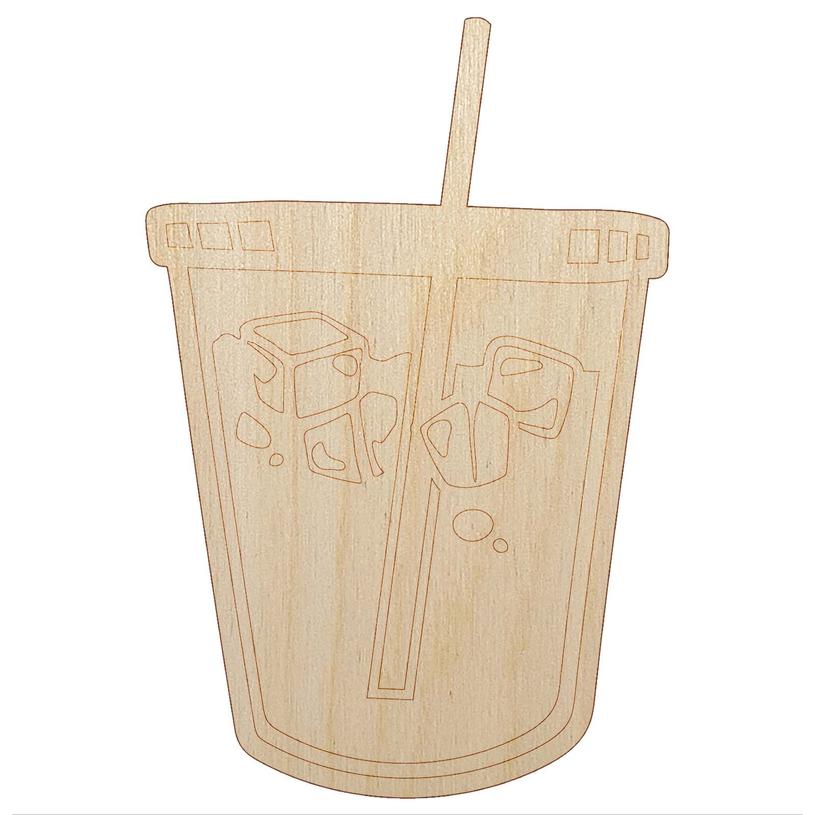 Iced Coffee Drink Wood Shape Unfinished Piece Cutout Craft DIY Projects ...