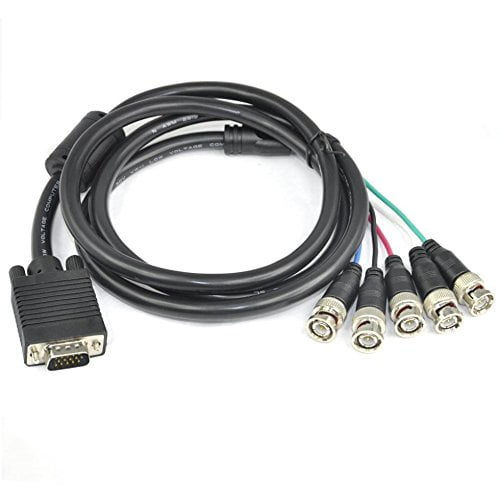 AYA 25Ft. (25 Feet) Coaxial HD15 VGA to 5 BNC RGBHV Male to Male Cable ...