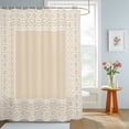 Beige Shower Curtain Set with Hooks, Boho Diamond Pattern Border Rustic ...