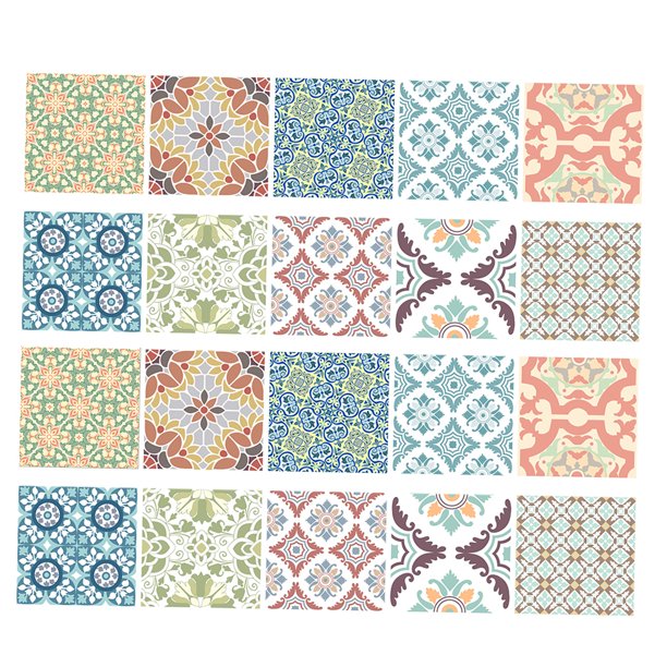 Destyer 20 Pieces Mosaic Wall Tiles Stickers Kitchen Bathroom Tile ...