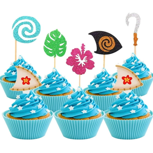 30 Pcs Glittery Moana Inspired Cupcake Toppers Moana Cake Toppers ...