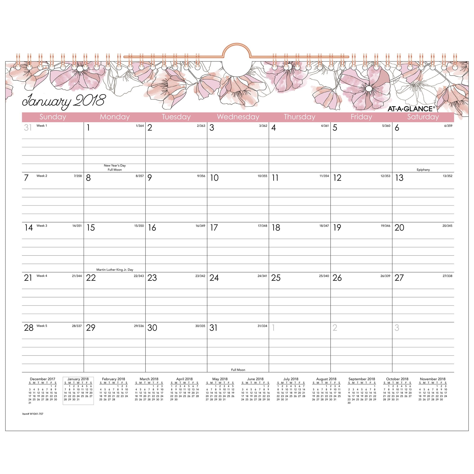 At-A-Glance Blush Monthly Wall Calendar - Wall Calendars - Walmart.com