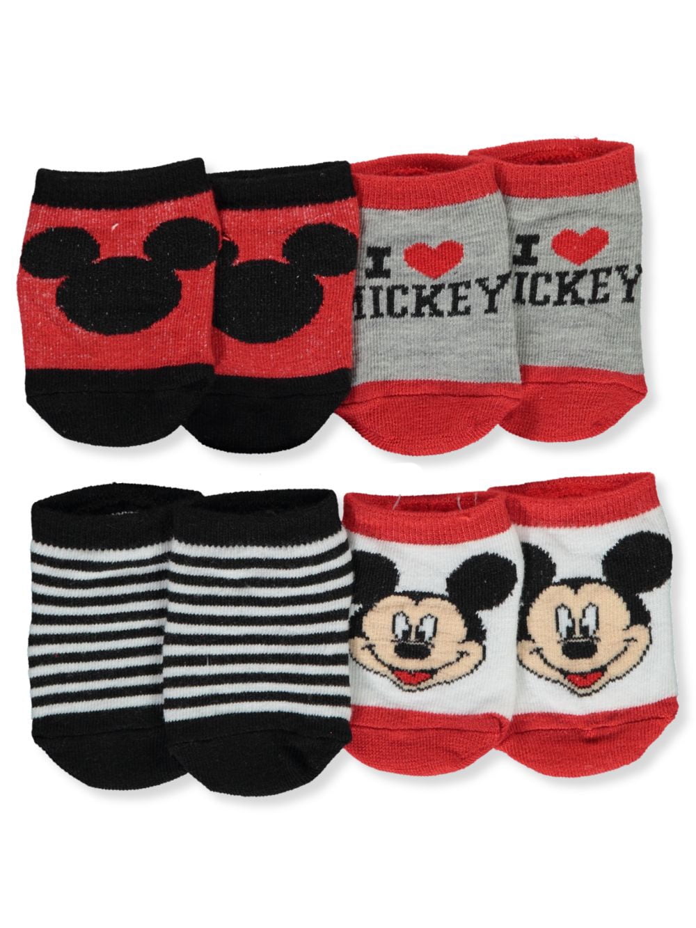 Disney Mickey Mouse Baby Boys' 4-Pack Bootie Socks - black multi, 0 ...