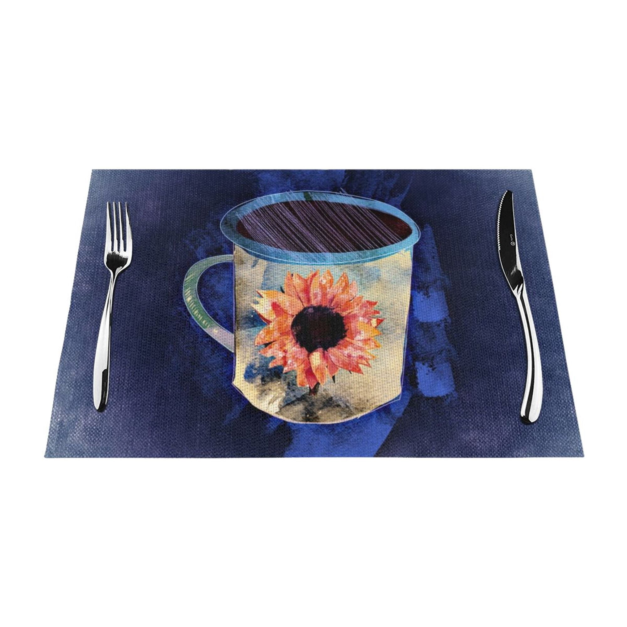 XMXY Woven Placemats Set of 4 PCS, Coffee Cup Flower Table Mats ...
