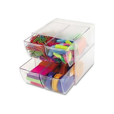 Deflecto Stackable Storage Caddy Organizer, 3 Containers, White/Clear ...