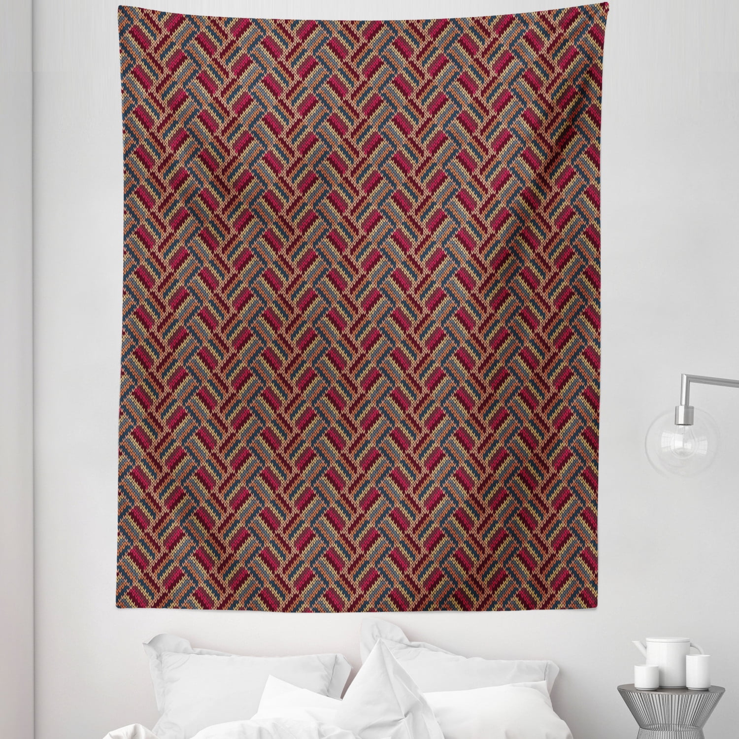Vintage Tapestry, Retro Style Angled Simple Design Hand Drawn ...