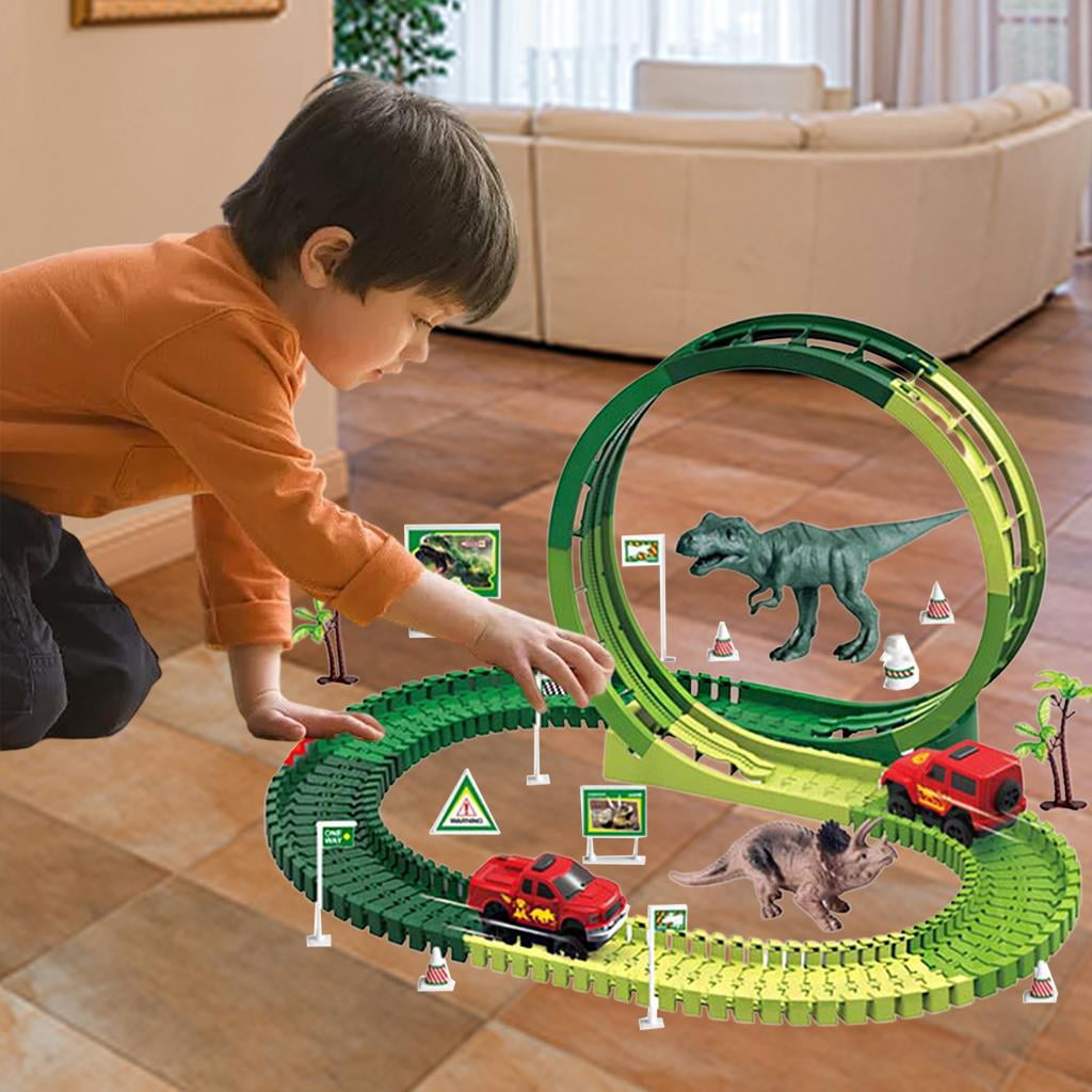 Juego de pista de tren Perfke Dinosaur Track Toy Set 108 piezas ...