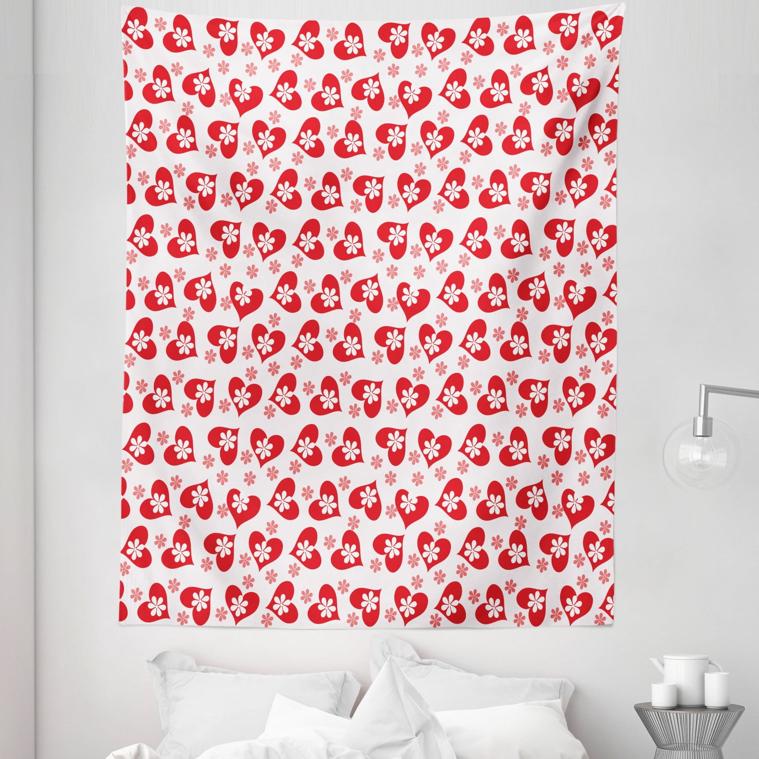 Valentines Tapestry, Romantic Feelings Illustration with Hearts and ...