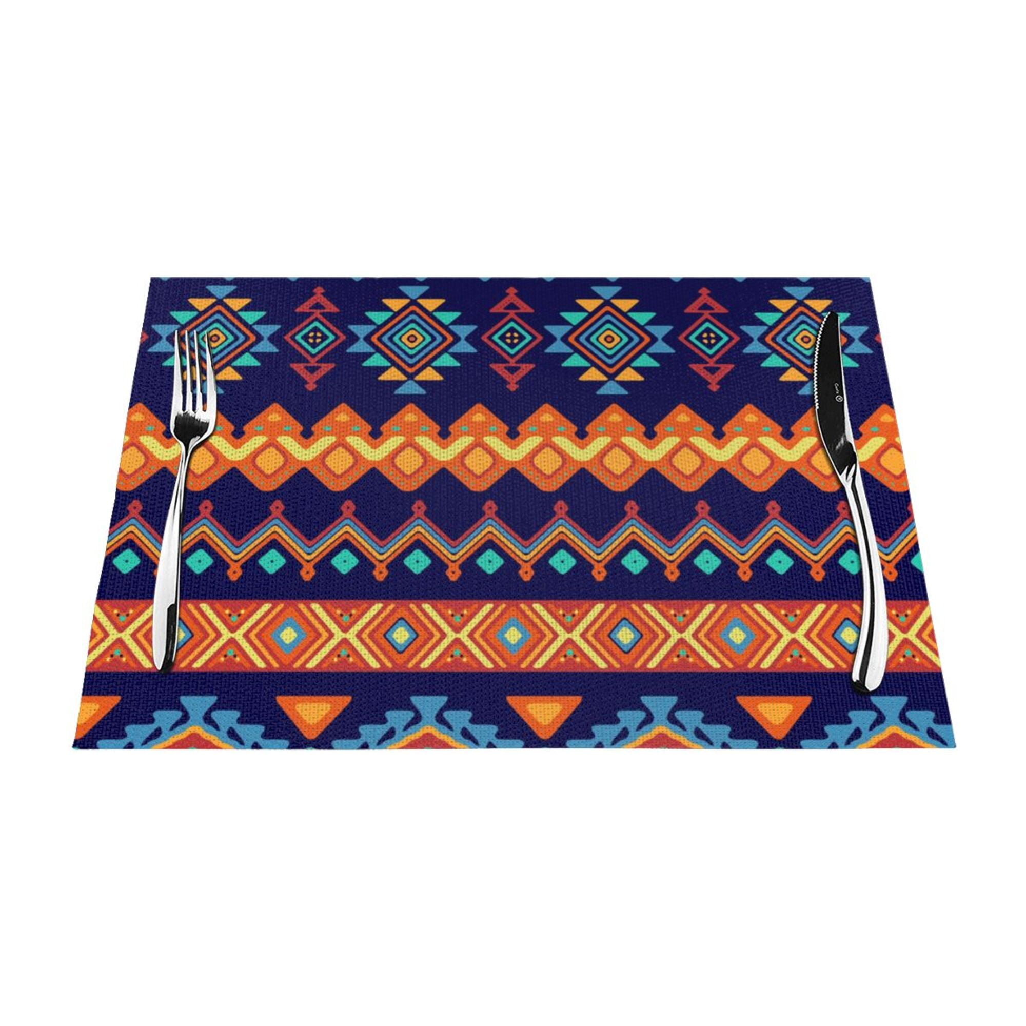 XMXY Woven Placemats Set of 6 PCS, Boho Indian Seamless Background ...
