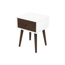 Cooper Mid-Century Modern Solid Wood Frame White 1-Drawer Nightstand ...