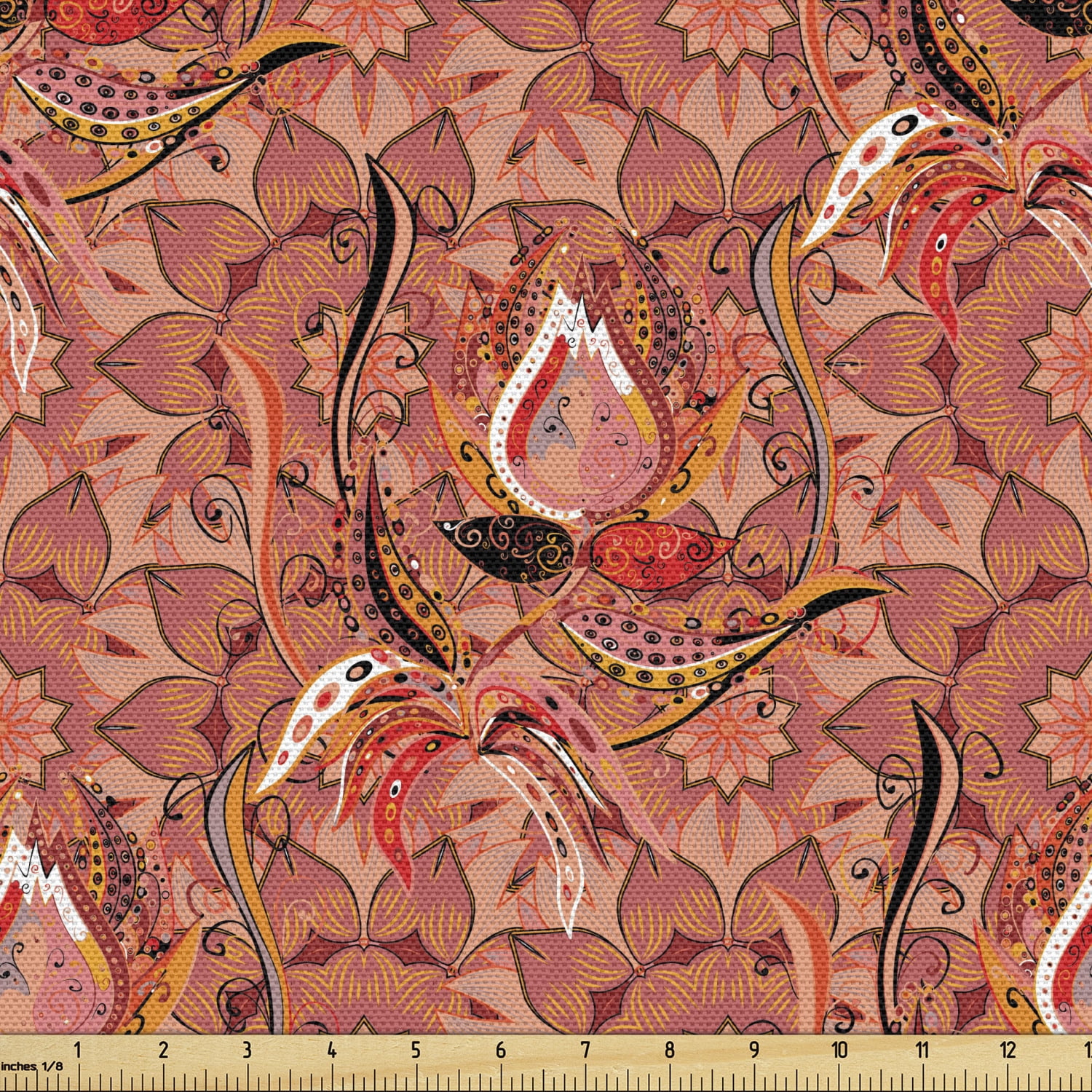 Fabric Visual Arts fabric by the meter / yard Sofa Peach Floral Design ...