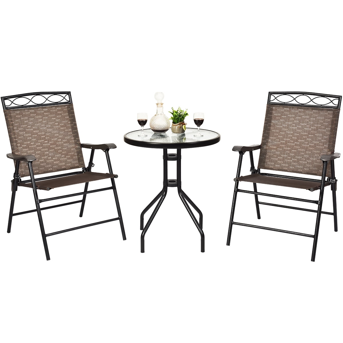 Click here for Gymax 3pcs Bistro Set Conversation Set Pub Patio O... prices