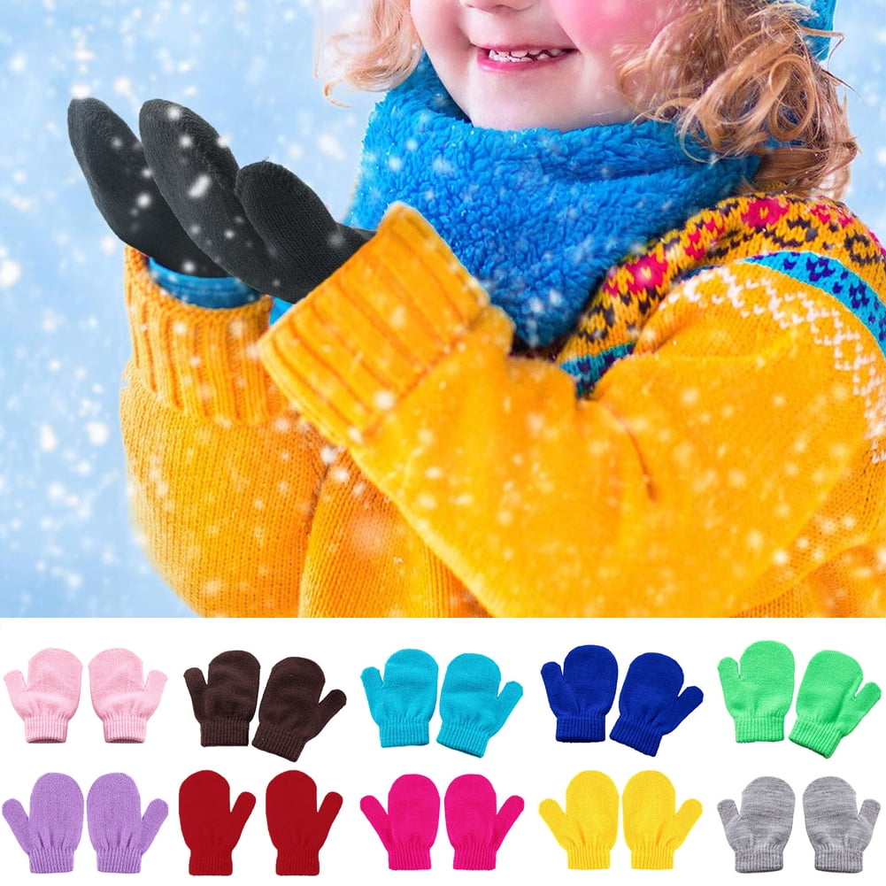D-GROEE 1 Pair Winter Gloves for Boys Girls - Kids Warm Knit Thermal ...