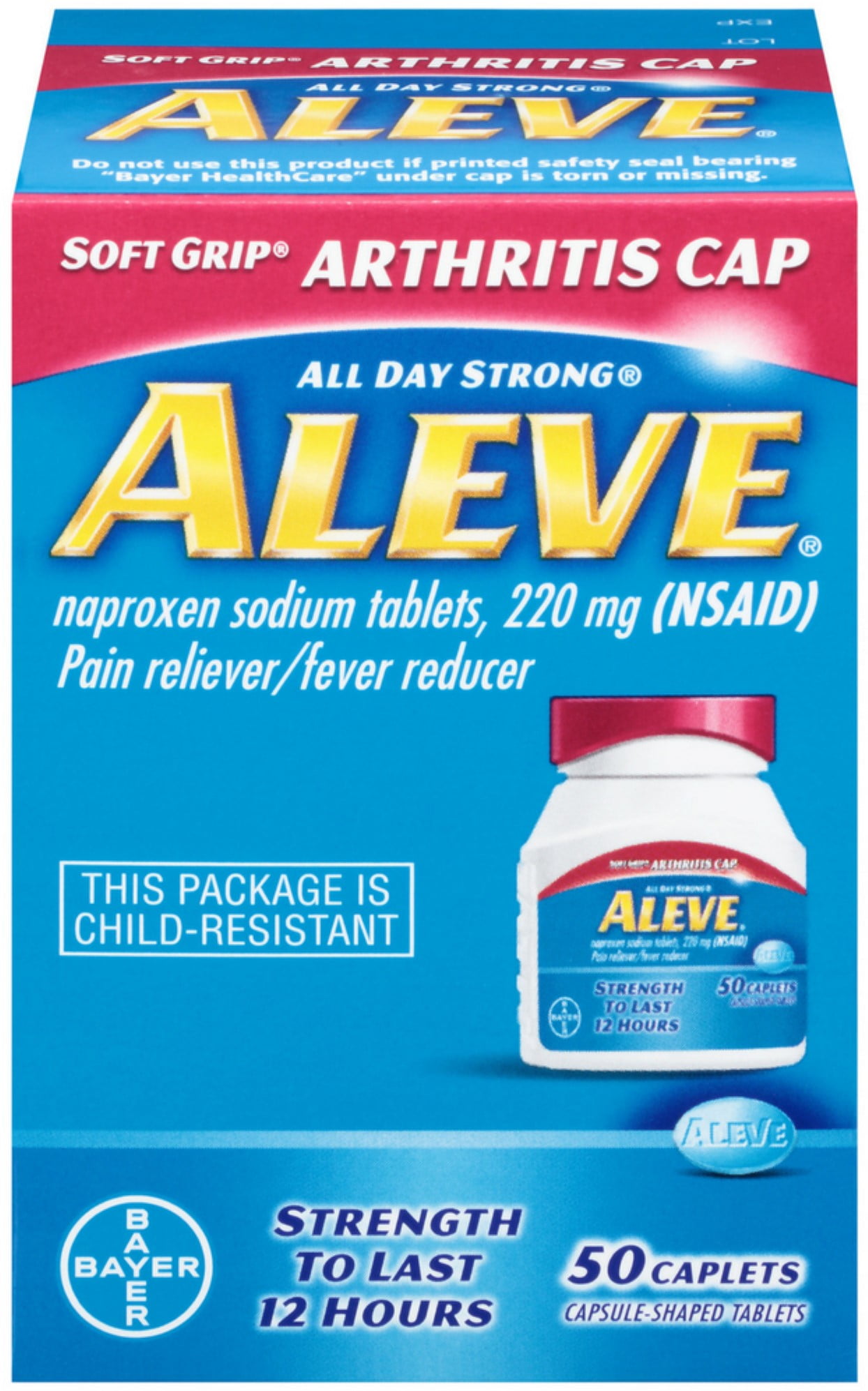Aleve Caplets Soft Grip Arthritis Cap, 50 ea (Pack of 2) - Walmart.com ...