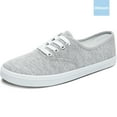 Obtaom Women's Canvas Lace Up Sneakers, Casual Flat Tennis Shoes (Gray ...