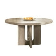 Zoko 54 Inch Round Dining Table, Pedestal Base, White Wash Solid Wood ...