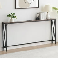 DecorTech Industrial Rectangular Wood Console Table with AC Power and ...