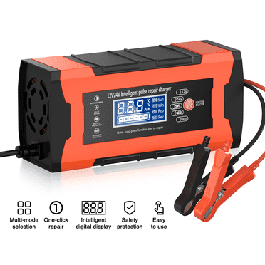 8-Amp Automotive Slow Charge: 12V/24V Smart Battery Charger Maintainer ...
