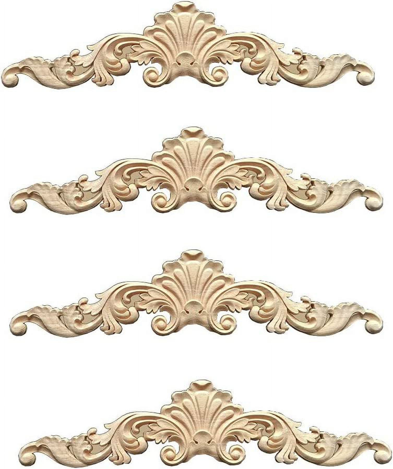 4 piezas de moldura decorativa de madera tallada, adorno de madera ...