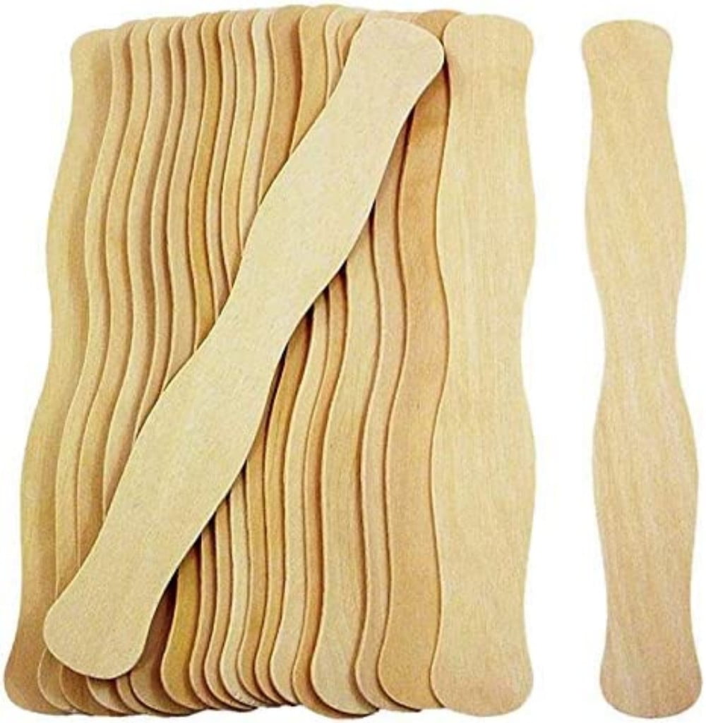 TRIANU 50 Pack 8" Unfinished Wood Wavy Bid Paddle Fan Sticks for ...