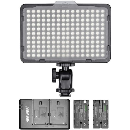 Neewer Dimmable 176 Video Light with 2-Pack 2600mAh Li-ion y and Dual ...