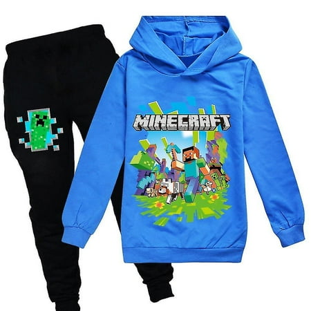 Minecraft Tracksuit Set Kids Boys Girls Hooded Hoodie Pants Casual ...