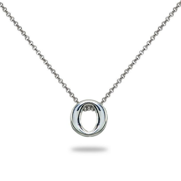 Sterling Silver O Letter Initial Alphabet 925 Silver Necklace, 15 ...