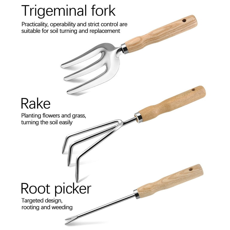 Small Axe 14 Inch Japanese Hand Tiller/Rake For Garden, 3-tines ...