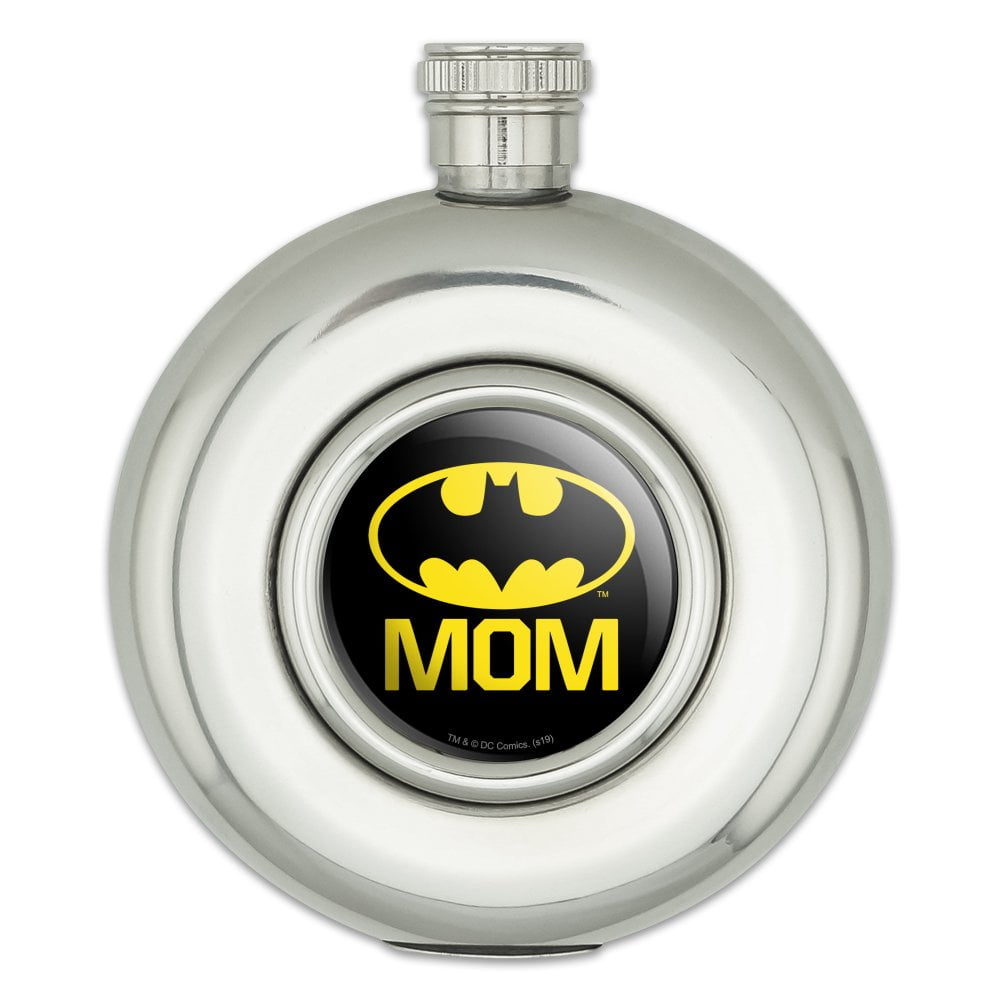 Batman Bat Mom Shield Logo Round Stainless Steel 5oz Hip Drink Flask ...