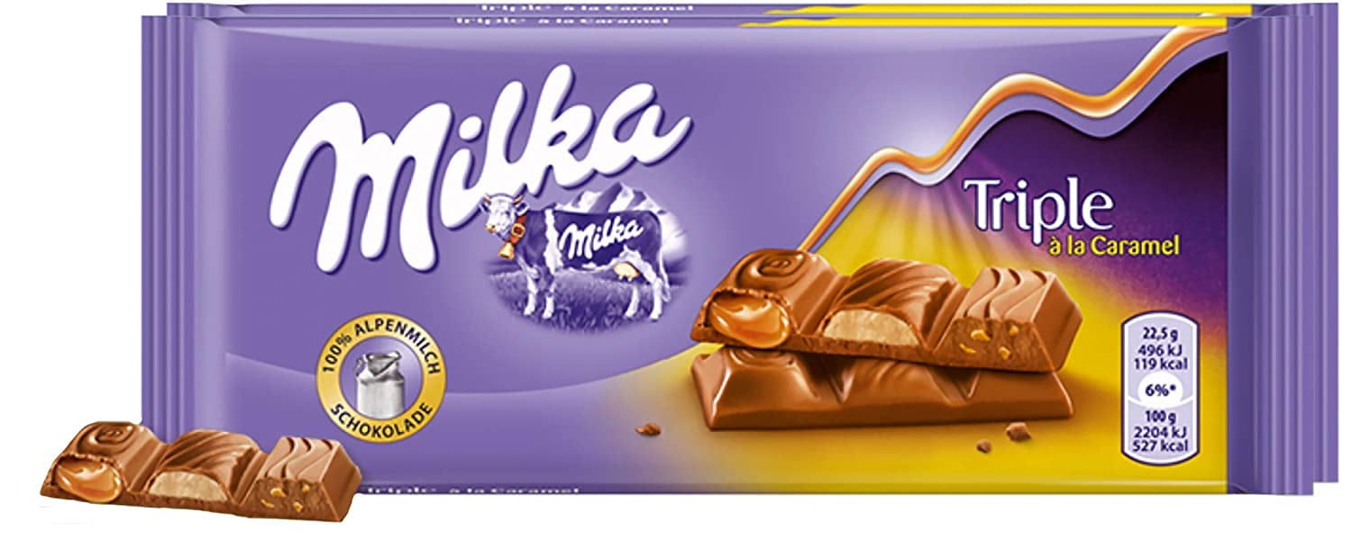 Milka Triple à la Caramel Chocolate Bar Candy Original German Chocolate ...